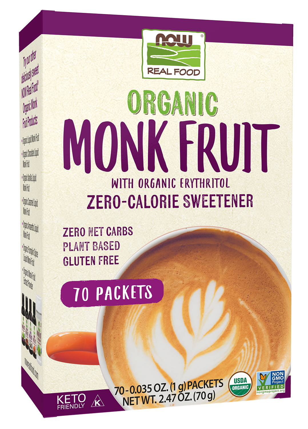 Monk Fruit Liquid Sweetener | Zero-Calorie Organic Sweetener | NOW Foods