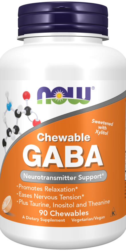 GABA Chewable Tablets | Neurotransmitter & Relaxation Support* | NOW