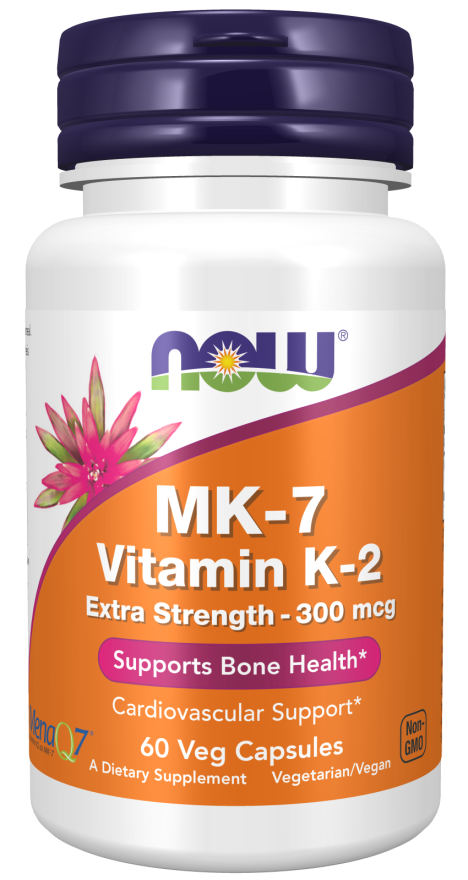 MK-7 Vitamin K-2, Extra Strength 300 mcg Veg Capsules | NOW Foods
