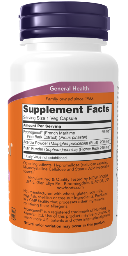 Pycnogenol Supplements | 60 mg Veg Capsules | NOW
