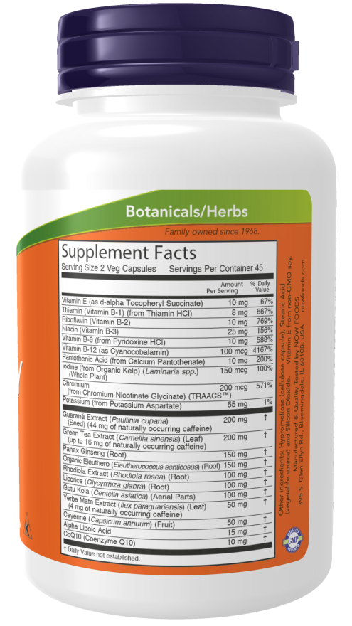 Energy Boost Supplement | Veg Capsules | NOW Supplements